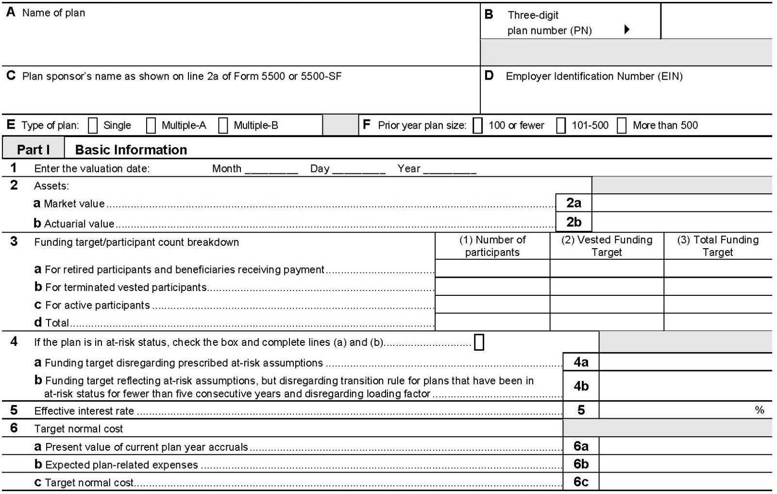 Schedule SB - Defined Benefit Plan Actuarial Information | Saber Pension