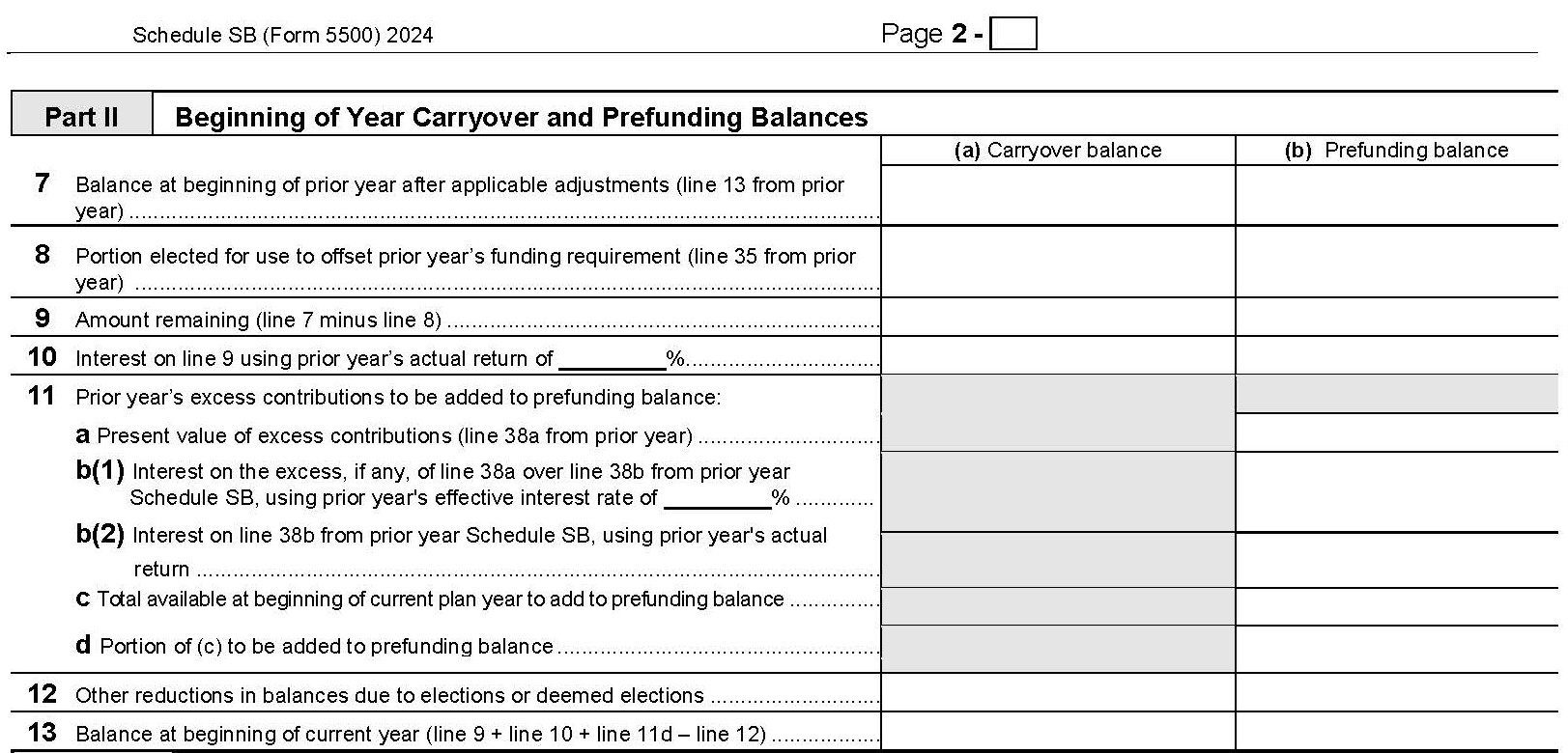 Schedule SB - Defined Benefit Plan Actuarial Information | Saber Pension